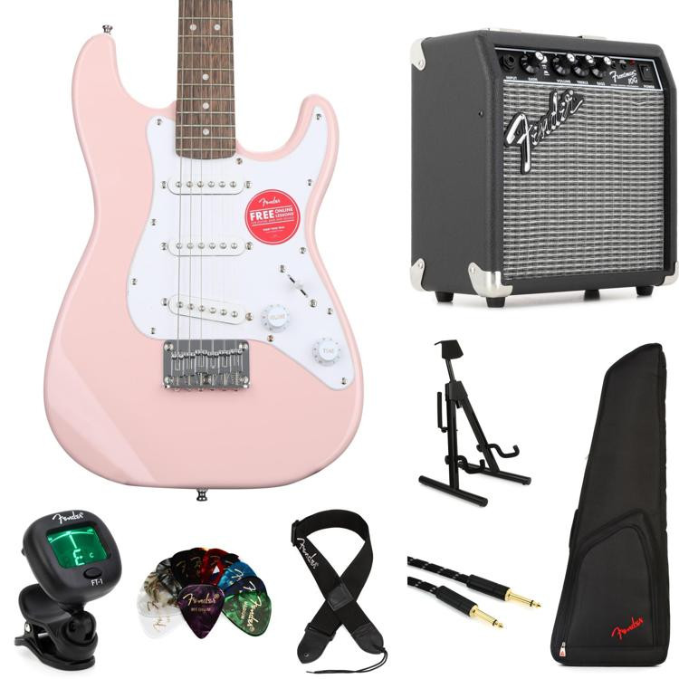 Squier Mini Strat Electric Guitar and Fender Frontman 10 Amp Essentials ...