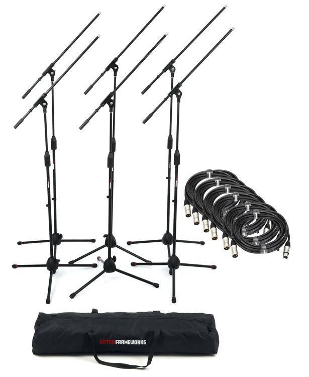Gator Frameworks Microphone Boom Stands and XLR Cables - (6-pack) | Sweetwater