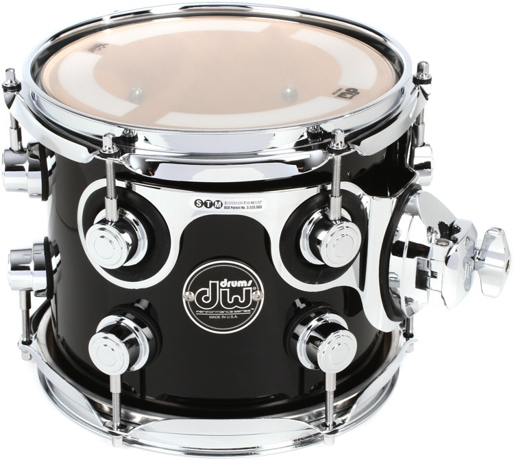 DW Performance Series Mounted Tom - 7" x 8" Gloss Black Finish Ply ...