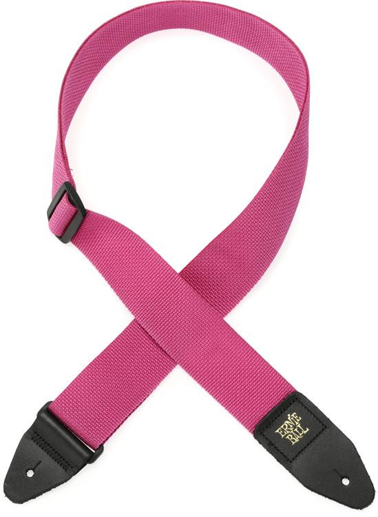 Ernie Ball 2-inch Polypro Strap - Raspberry and Black | Sweetwater