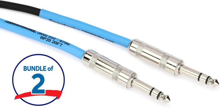 Pro Co BP-20 Excellines Balanced Patch Cable - 1/4-inch TRS Male to 1/4 ...