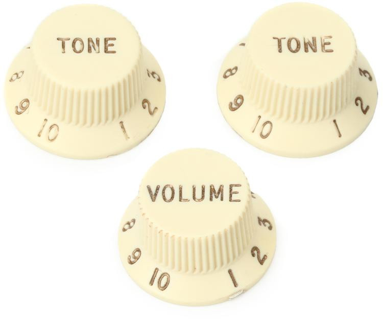 Fender Road Worn Strat Knobs - Aged White | Sweetwater