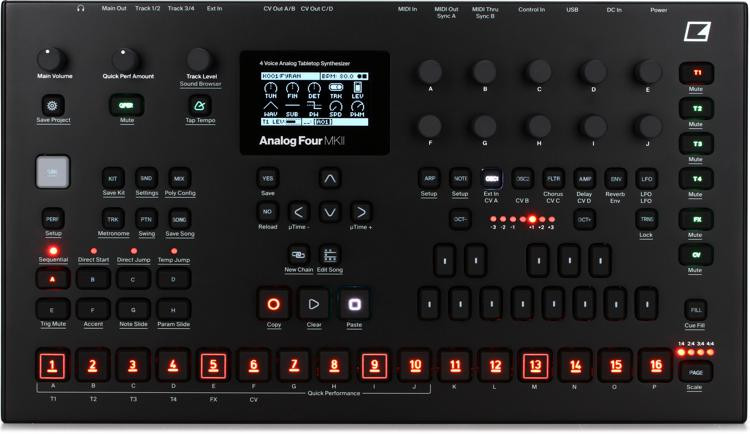 Elektron Analog Four MKII Black 4-voice Analog Synthesizer with ...
