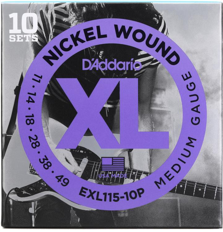 D'Addario EXL115 XL Nickel Wound Electric Guitar Strings - .011-.049 ...