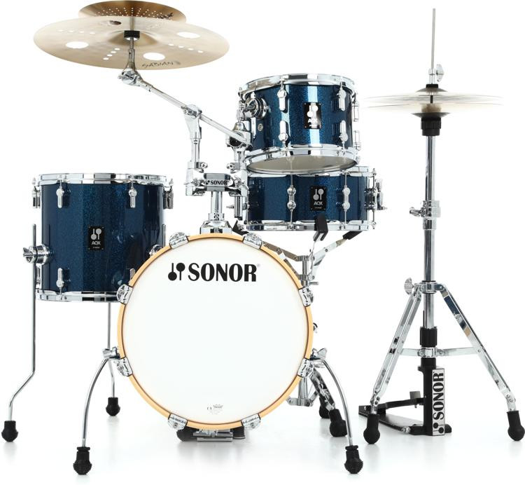 Sonor AQX Jungle 4-piece Shell Pack - Blue Ocean Sparkle | Sweetwater Sonor AQX Jungle 4-piece Shell Pack - Blue Ocean Sparkle | Sweetwater