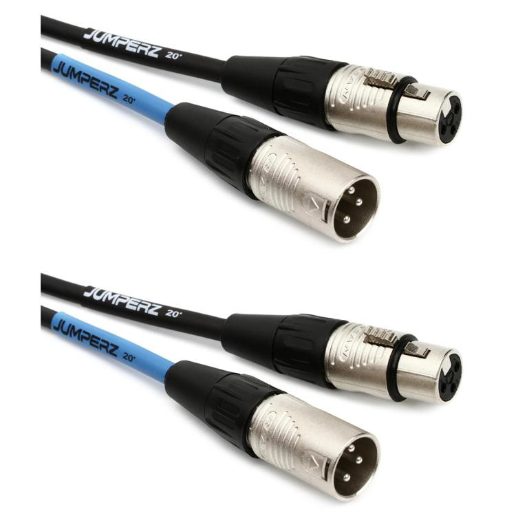 JUMPERZ JBM-20 Blue Line Microphone Cables - 20 foot (2 Pack) | Sweetwater