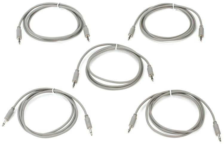 Black Market Eurorack Patch Cable 5-pack - 100cm Grey | Sweetwater