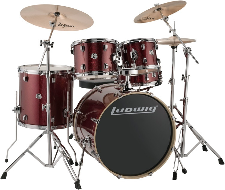 Ludwig Element Evolution 5-piece Drum Set with Zildjian ZBT Cymbals - 22" - Wine Red Sparkle ...