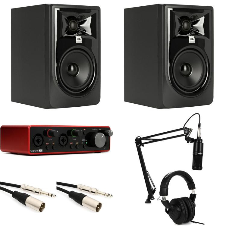 Focusrite Scarlett 2i2 Gen 3, JBL LSR 305, and AT-2020 Studio Bundle ...