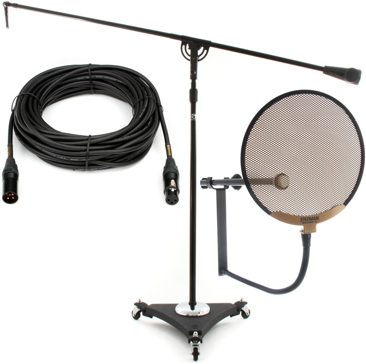 Sweetwater Studio Mic Stand, Quad Cable, Pop Filter Bundle - w/Atlas ...