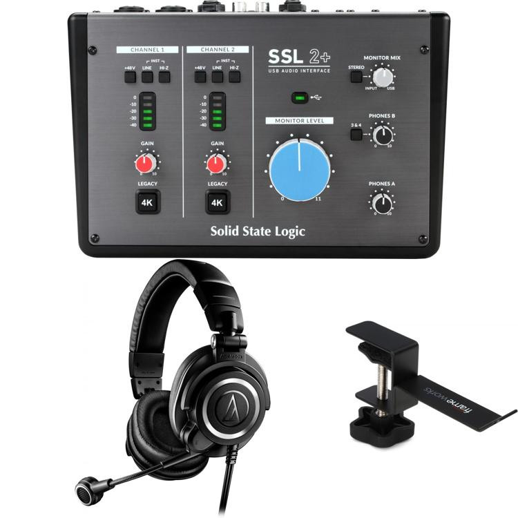 Solid State Logic SSL2+ USB Audio Interface and Headset Podcast/Streaming Bundle | Sweetwater