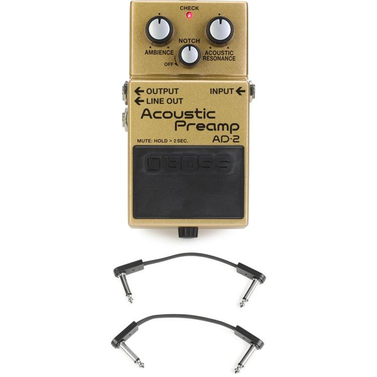 Boss AD-2 Acoustic Preamp Pedal with 3 Patch Cables | Sweetwater