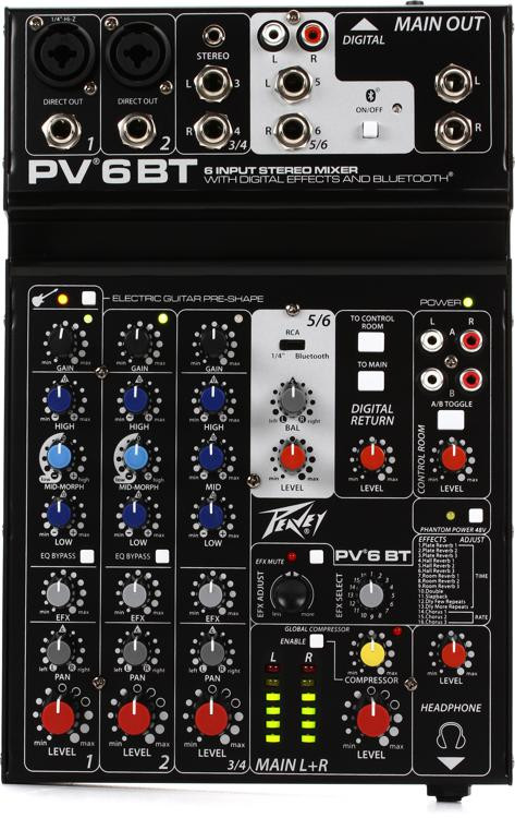 Peavey PV 6 BT Mixer with Bluetooth and Effects | Sweetwater