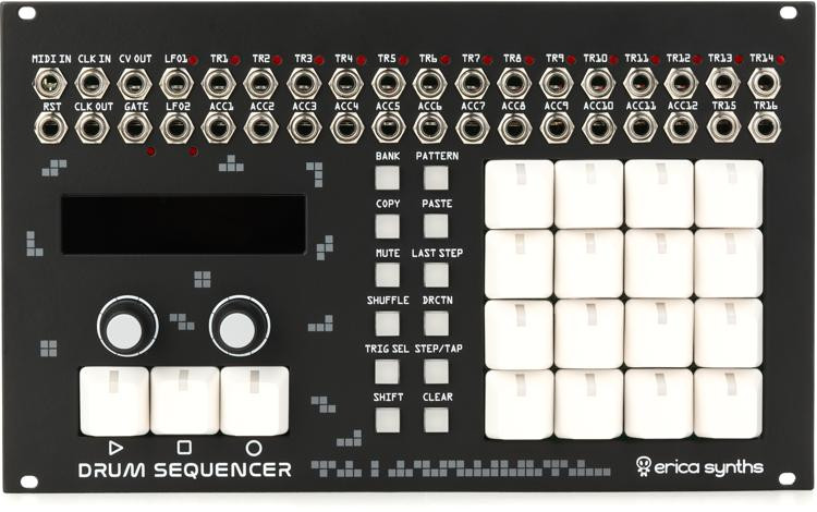 Erica Synths Drum Sequencer Eurorack Sequencer Module with Sixteen Trigger Outs, Twelve Accent ...