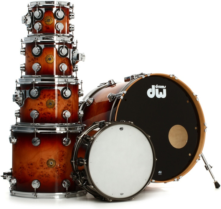 DW Collector's 6-pc Kit - Deep Rich Red Burst over Exotic Mapa Burl ...