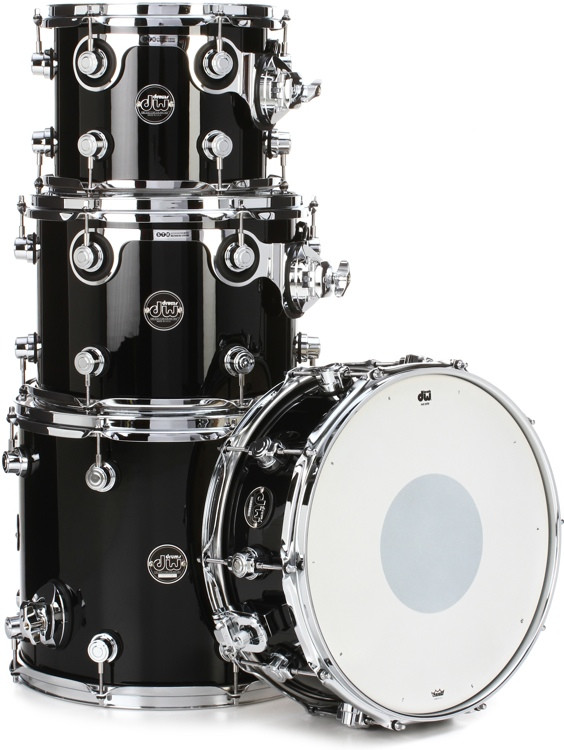 DW Performance Series 4-piece Tom/Snare Pack - Gloss Black FinishPly ...