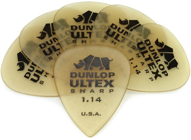 Dunlop 433P114 Ultex Sharp Guitar Picks 1.14mm 6-pack | Sweetwater