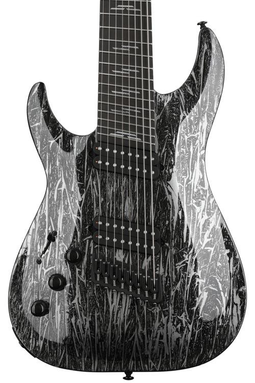 Schecter C-8 MS Silver Mountain Left-Handed - Black and Silver | Sweetwater
