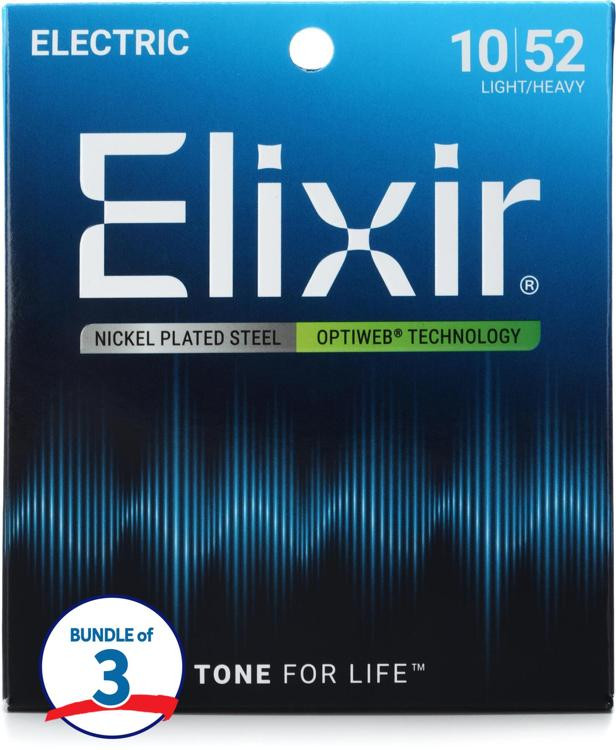 Elixir Strings 19077 Optiweb Electric Guitar Strings - .010-.052 Light ...