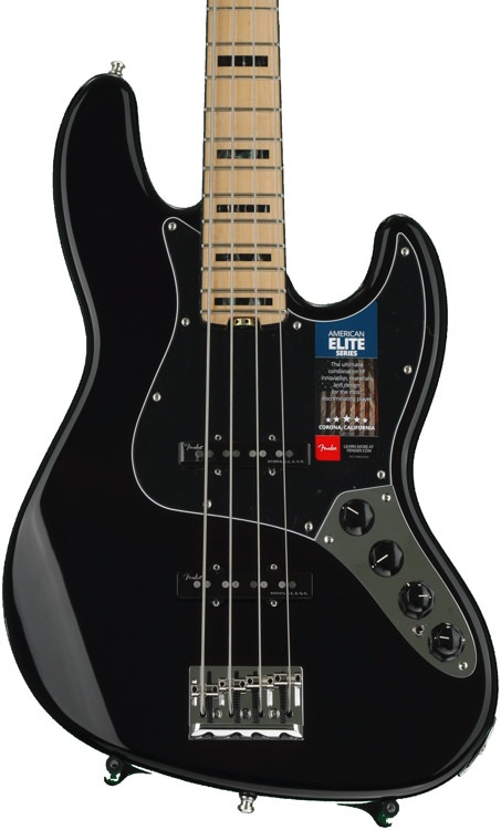 Fender American Elite Jazz Bass - Black w/ Maple Fingerboard | Sweetwater