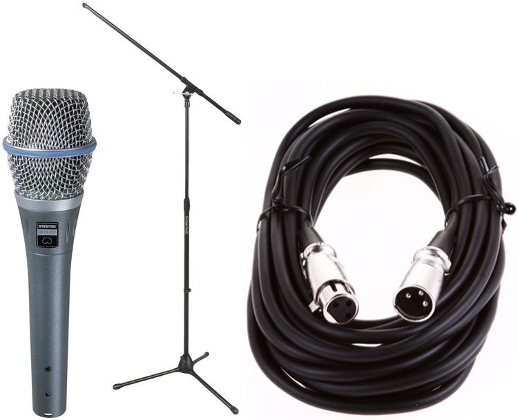 Shure Beta 87C Vocal Mic Bundle - Mic with Stand & Cable | Sweetwater