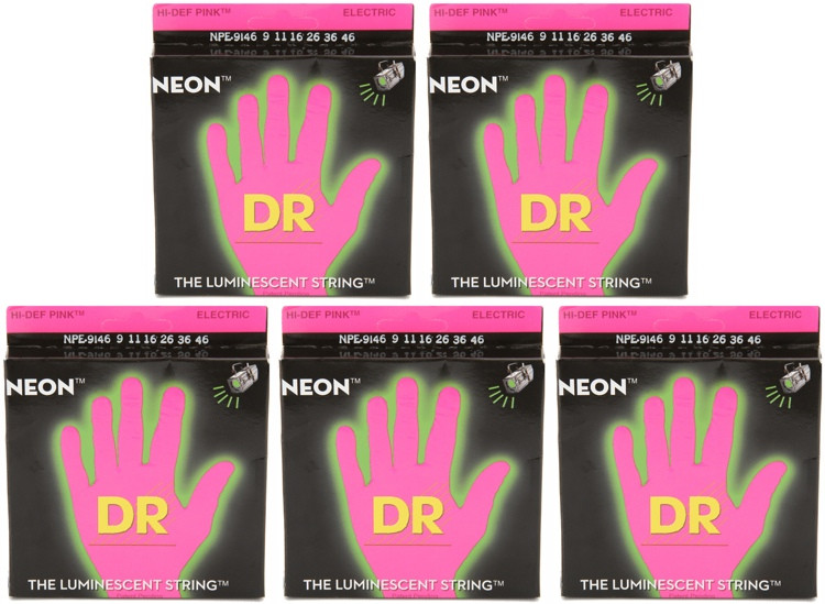 DR Strings NPE-9/46 Neon Hi-Def Pink K3 Coated Lite-Heavy Electric ...
