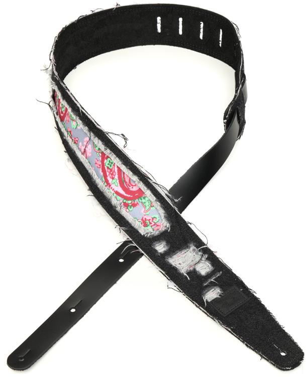 Fender Wrangler Ripped Denim Guitar Strap - Black | Sweetwater