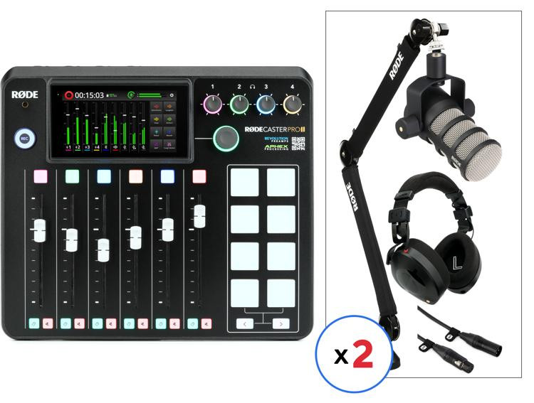 Rode Rodecaster Pro II and PodMic 2 Person Podcast Bundle | Sweetwater