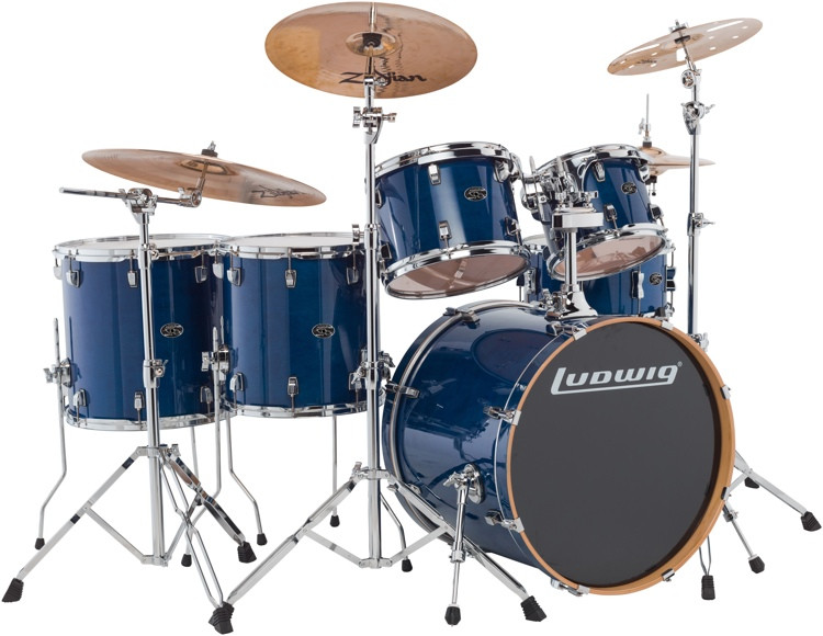 Ludwig Evolution Maple 6-piece Shell pack - 22" - Transparent Blue ...