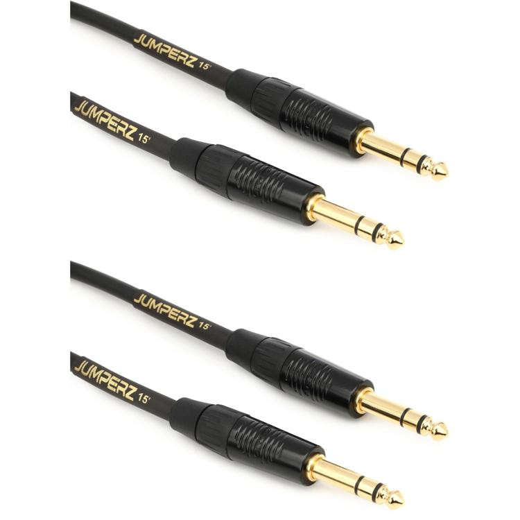 JUMPERZ JG2TRS-15 Gold TRS Cable - 15 foot (2-Pack) | Sweetwater