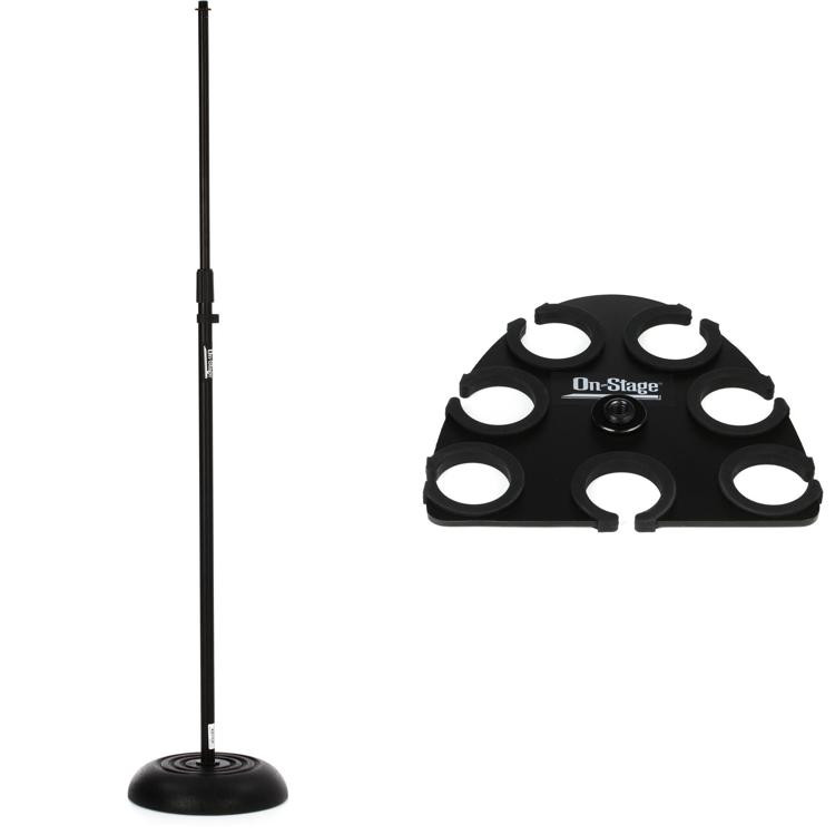 On-Stage MS7201B Round Base Microphone Stand and Multi-Mic Holder ...