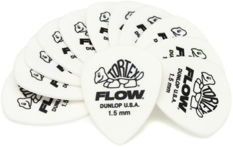 Dunlop Tortex Flow Guitar Picks - 1.50mm White (12-pack) | Sweetwater