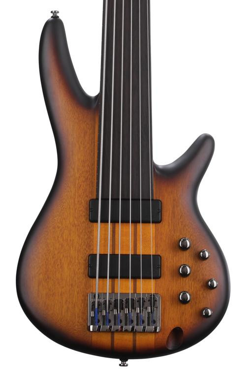 Ibanez SRF706 Fretless Bass Guitar - Brown Burst Flat | Sweetwater