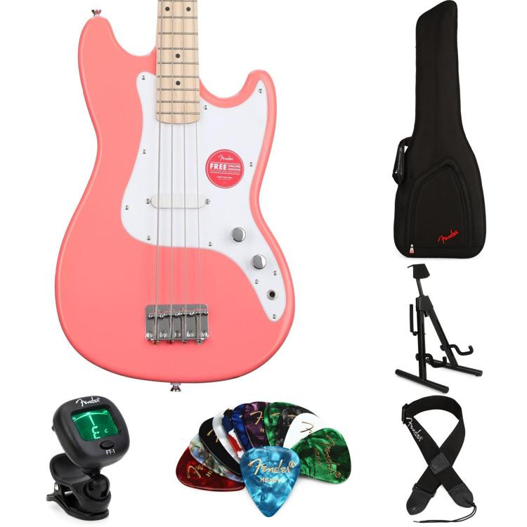 Squier Sonic Bronco Bass Essentials Bundle - Tahitian Coral | Sweetwater