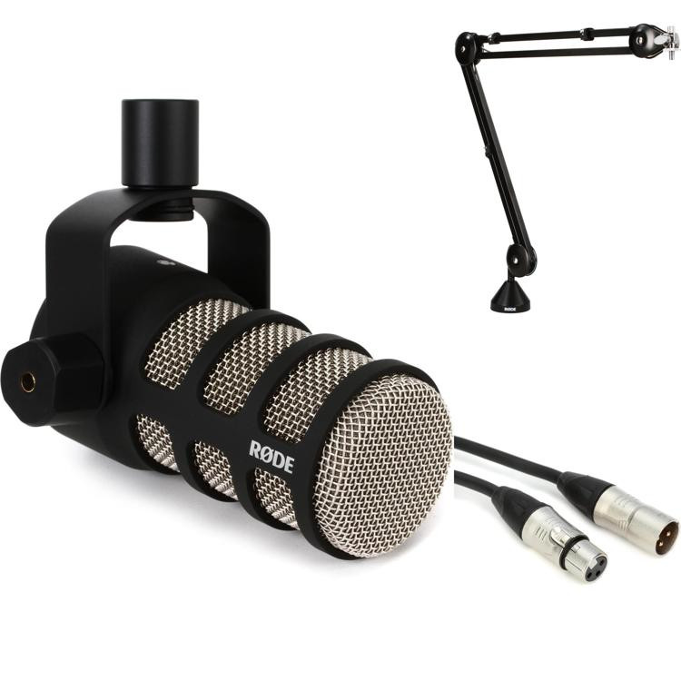 Rode PodMic Dynamic Broadcast Microphone and Boom Arm Bundle | Sweetwater