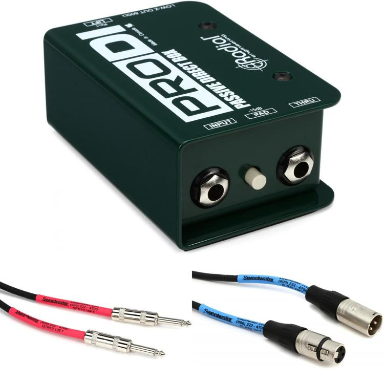 Radial ProDI 1-channel Passive Instrument Direct Box and Cables Bundle ...