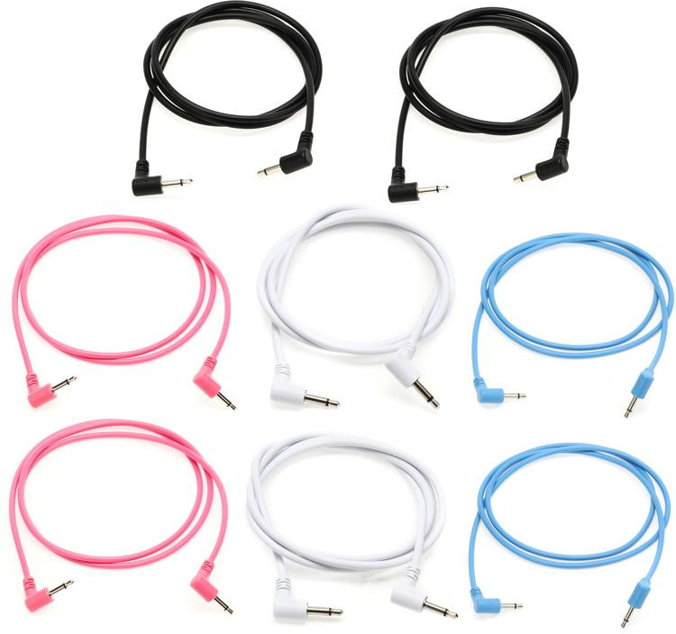 Modbap Modular Patch Cables - Angled 3.5mm TS Male to Angled 3.5mm TS Male 8-pack - 36 inches ...