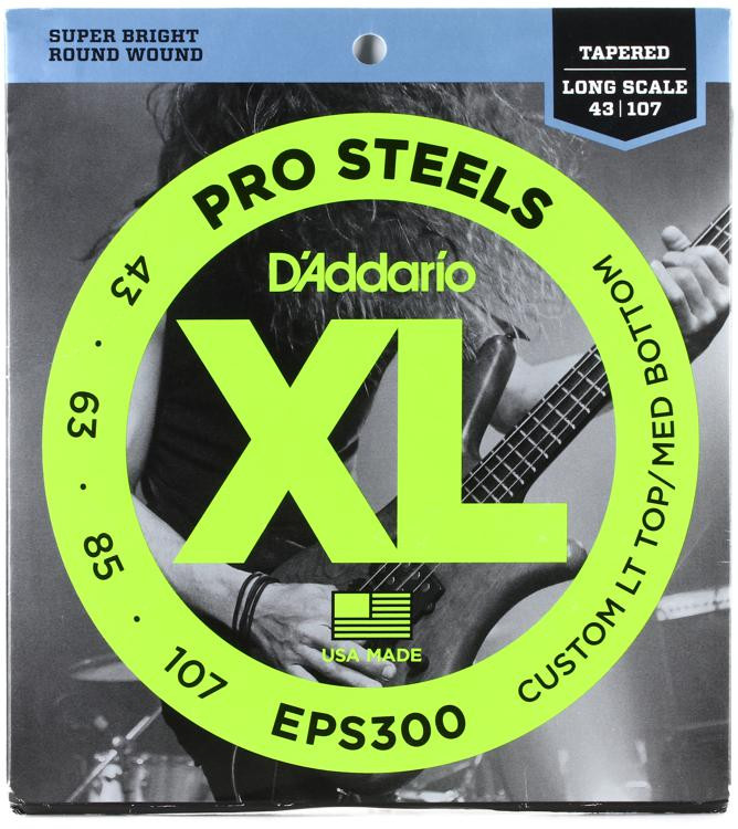 D'Addario EPS300 Pro Steels Tapered Roundwound Steel Bass Guitar ...