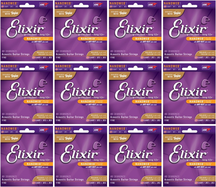 Elixir Strings 11182 Nanoweb 80/20 Bronze HD Acoustic Guitar Strings 12 ...