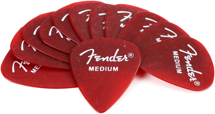 Fender California Clear Picks 12-pack - Medium Candy Apple Red | Sweetwater