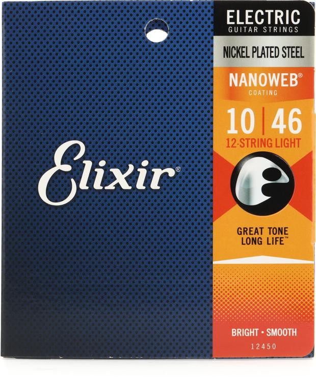 Elixir Strings 12450 Nanoweb Electric Guitar Strings - .010-.046 Light ...