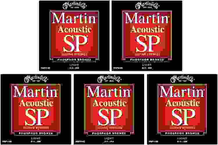 Martin MSP-4100 SP 92/8 Phosphor Bronze Light Acoustic Strings 5-Pack ...