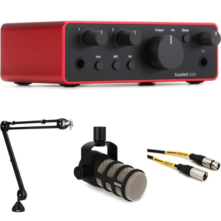 Focusrite Scarlett Solo 4th Gen USB Audio Interface and Rode PodMic ...