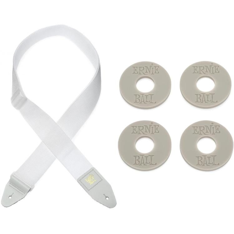 Ernie Ball Polypro Strap - White and White with Gray Strap Blocks ...