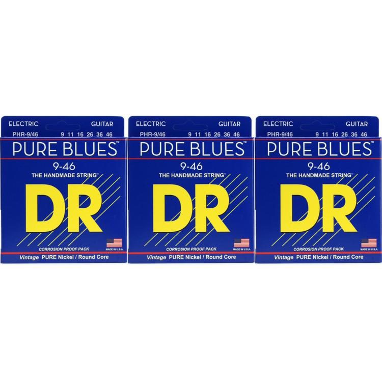 DR Strings PHR-9/46 Pure Blues Pure Nickel Electric Guitar Strings ...