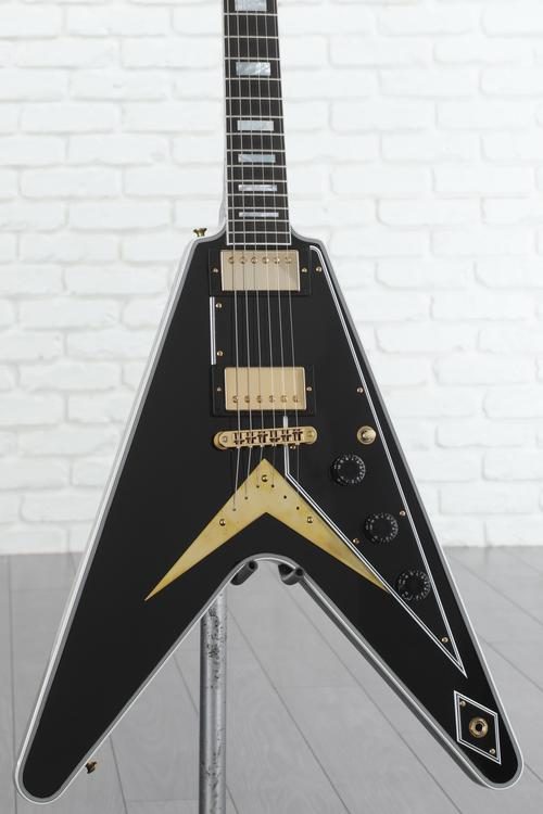 Gibson Custom Flying V Custom - Ebony with Ebony Fingerboard | Sweetwater