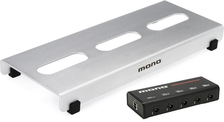 MONO Pedalboard Lite and 5-outlet Isolated USB Power Supply - Silver | Sweetwater