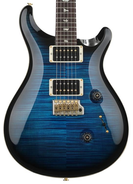 PRS Custom 24 10-Top - River Blue Smokeburst w/ Pattern Regular Neck ...