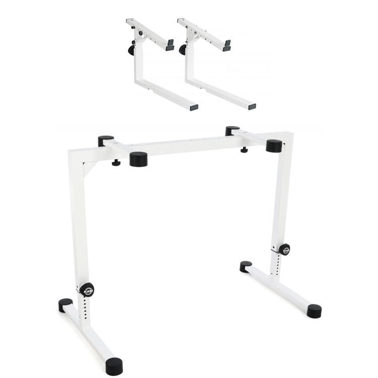 K&M 18810 Omega Table-Style Keyboard Stand 2 Tier Bundle- Pure White ...