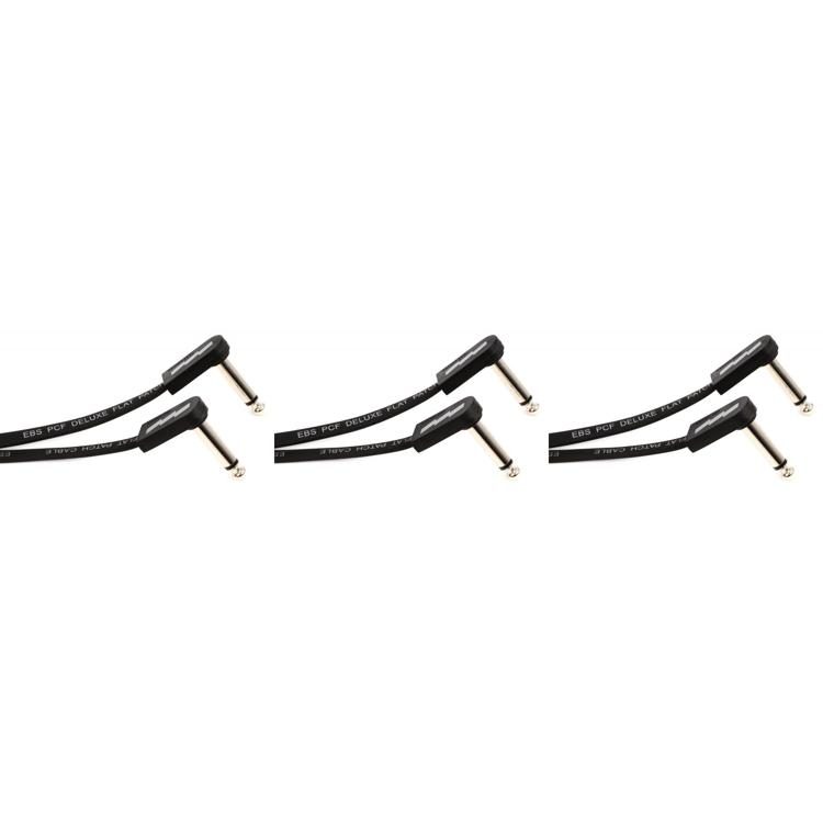 EBS PCF-DL28 Deluxe Flat Patch Cable - Right Angle to Right Angle - 11.02 inch (3-pack) | Sweetwater